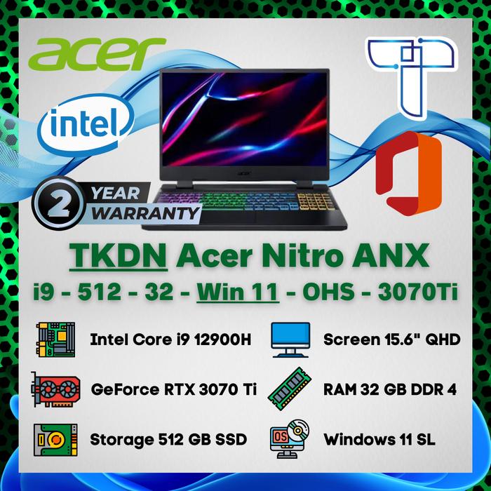 Promo TKDN Acer Nitro ANX Laptop Notebook - Core i9 12900H - 512 GB ...