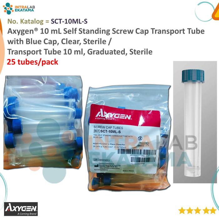 Jual 10 mL Self Standing Screw Cap Transport Tube with Blue Cap, Clear, Sterile/Transport Tube ...
