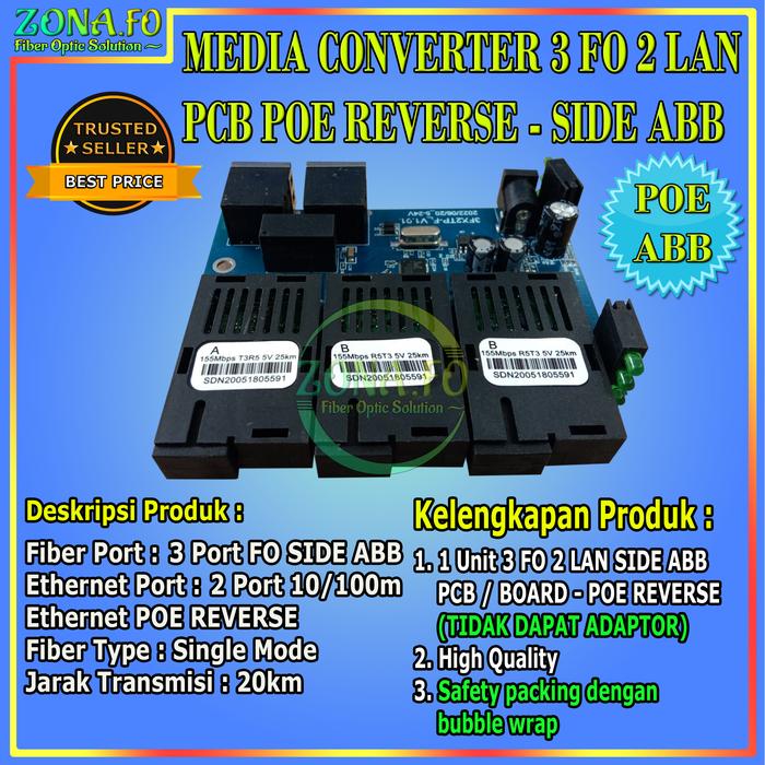 Promo Media Converter 3 Port FO 2 Port LAN 10/100 / Switch Fiber 3 FO 2 ...