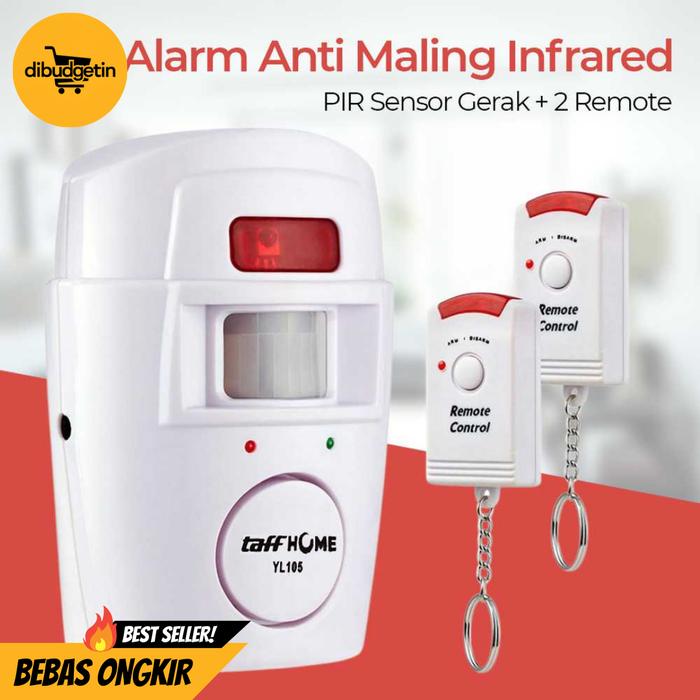 Jual Alarm Anti Maling Motion Sensor Gerak Infrared PIR 105dB 2 Remote ...