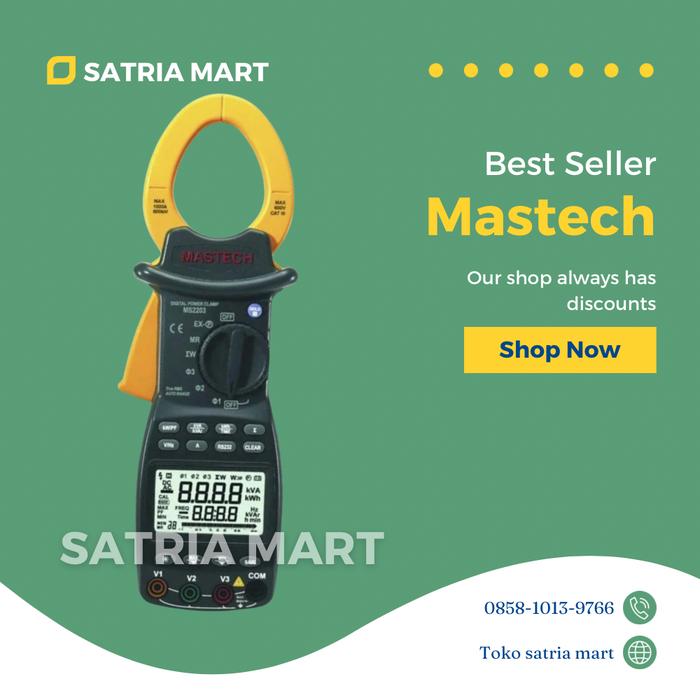 Jual Three Phase Power Clamp Meter Mastech MS2203 Ampere Tang 3 Fas ...
