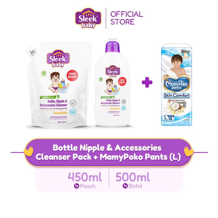Promo Sleek Baby X Unicharm Bottle Nipple & Accessories + MamyPoko ...
