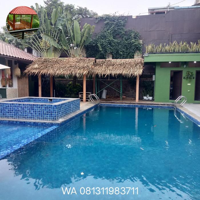 Jual gazebo kayu glugu#gazebo kayu kelapa atap Rumbia harga permeter ...