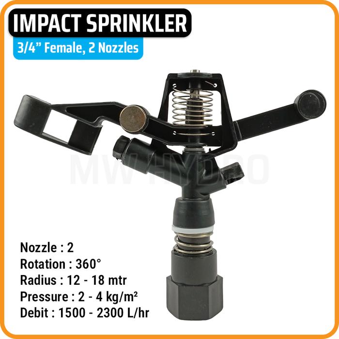 Jual Impact Sprinkler, 3/4" Female, Double Nozzle - Sprinkler Irigasi ...