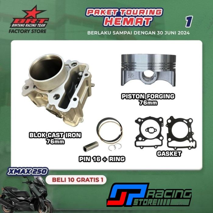 Promo Paket Bore Up XMAX 250 BRT Blok Cast Iron - Piston 76 MM - Paket Touring 1 Cicil 0% 3x ...