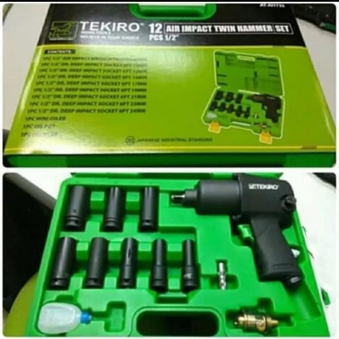 Jual Tekiro Air impact twin hammer 1/2" set 12 pcs alat buka baut angin ...