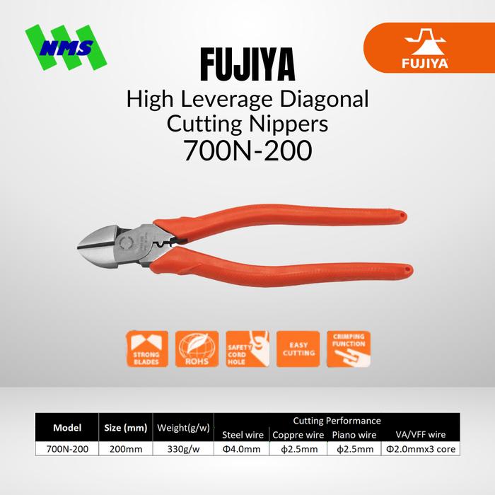 Promo Tang potong FUJIYA 700N-200 High Leverage Diagonal Cutting Nippers 8" - Jakarta Barat ...