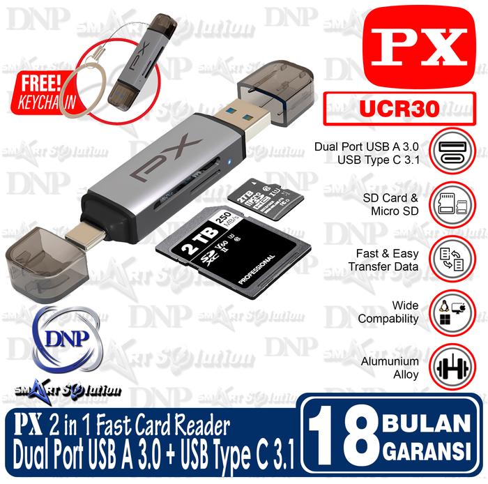 Promo PX UCR30 Card Reader USB 3.0 Type C Micro SD High Speed OTG 2 in ...