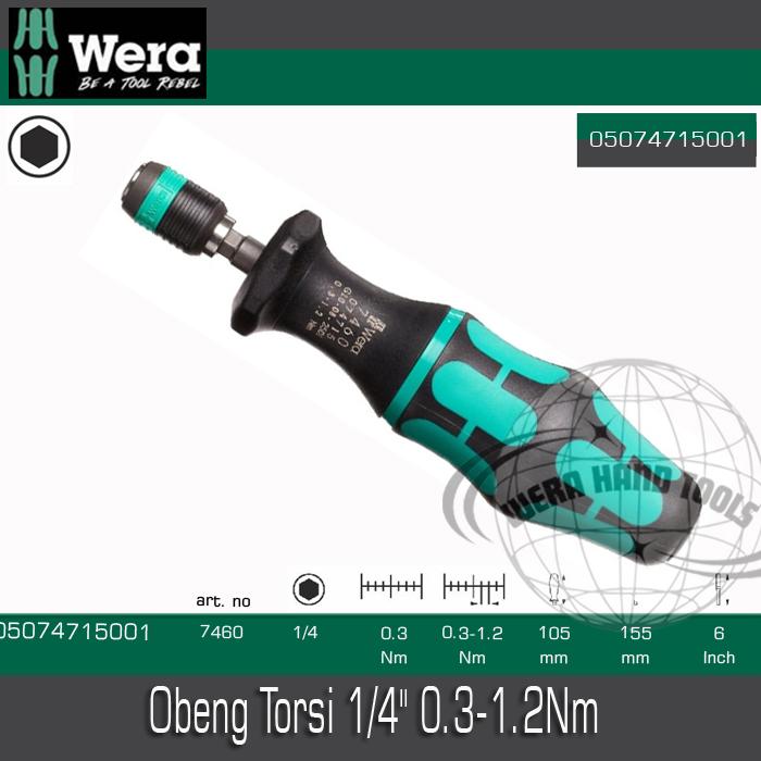 Jual Obeng Torsi 1/4" 0.3-1.2Nm Wera 05074715001 PRE-SET Torque ...