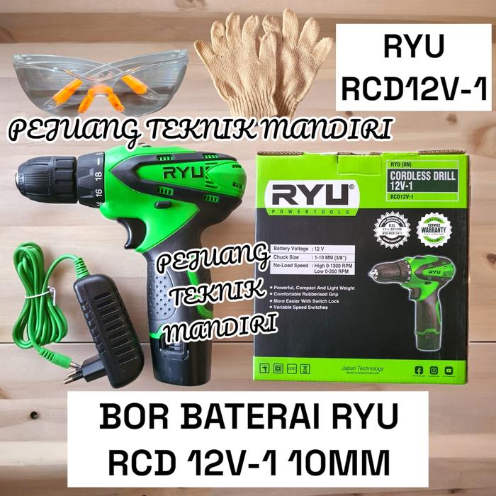 Jual MESIN BOR CORDLESS RYU RCD 12V-1 10MM / MESIN BOR BATERAI 10MM RYU ...