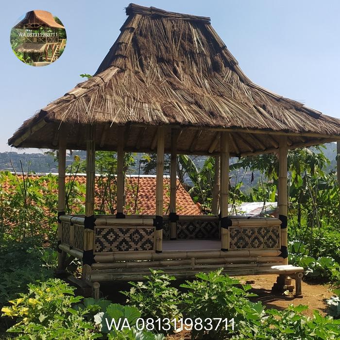Jual gazebo bambu joglo atap ijuk ukuran 2x3 harga satuan unit 9000.000 ...