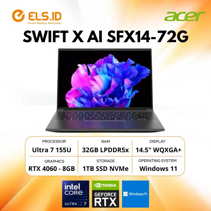 Promo Acer Swift X SFX14-72G Intel Core Ultra 7-155H 32GB SSD 1TB ...
