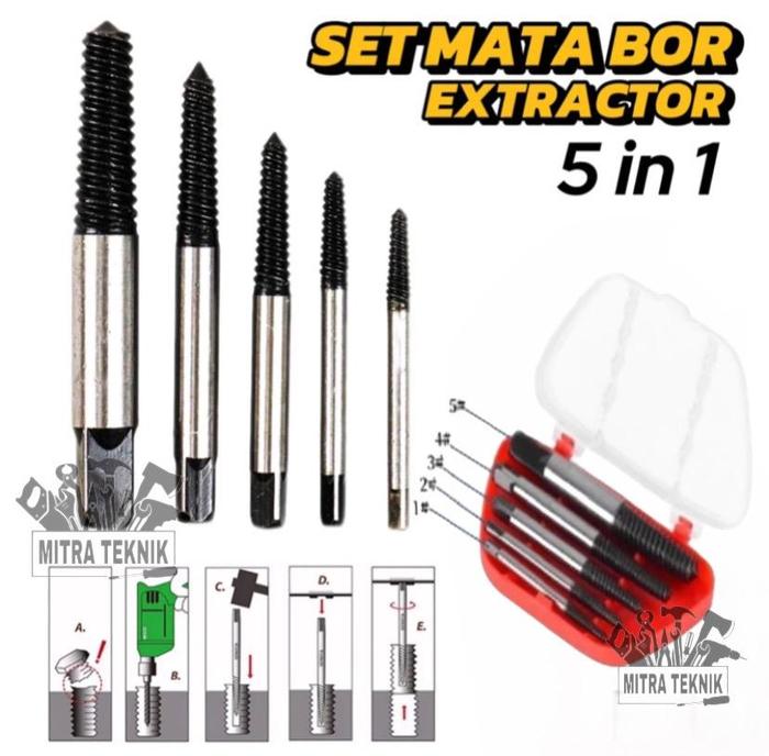 Jual Mata Bor Obeng Tab Balik Set 5 pcs Mata Bor Screwdriver Extractor ...
