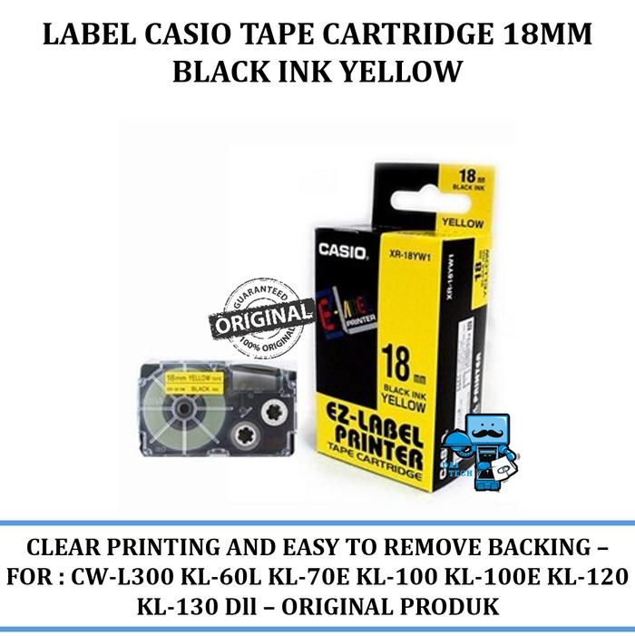 Jual Label Casio Tape Cartridge 18mm Black Ink Yellow - Jakarta Pusat ...