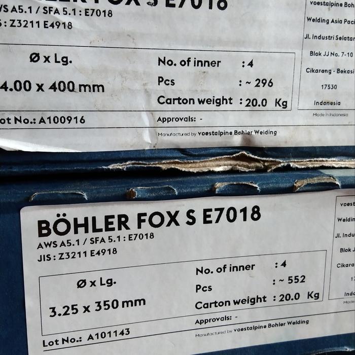 Jual KAWAT LAS BOHLER FOX S E7018 Size, 3.2MM 4.0MM AWS E7018 - Kota Surabaya - sofiyahh | Tokopedia