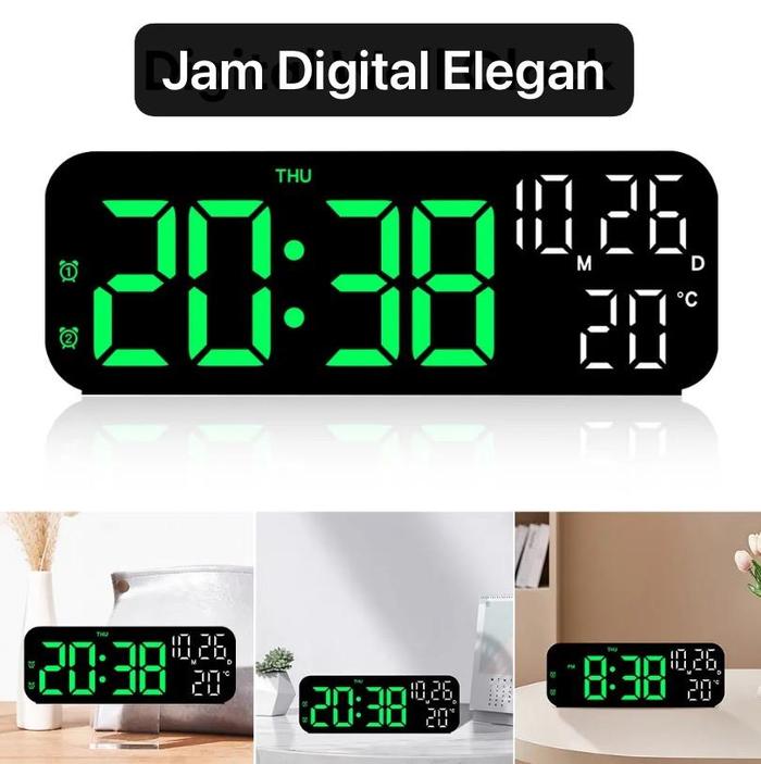 Promo JD-2802 Jam Digital Meja LED Besar Tampil Jam Tanggal Hari Suhu 2 ...