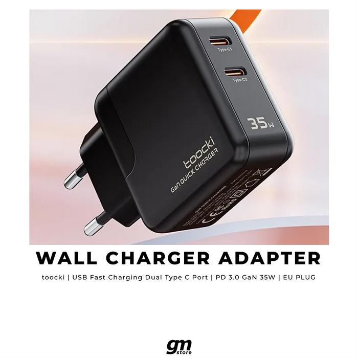 Jual toocki wall adapter head charging Kepala Charger Dual Port Type C ...