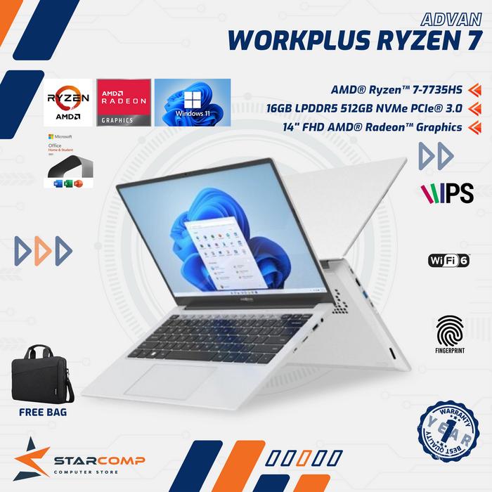 Promo ADVAN Laptop Workplus AMD Ryzen 7-7735HS 16GB 512GB 14'' FHD IPS ...