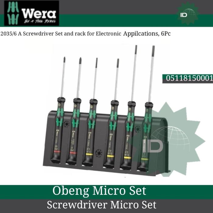 Jual Obeng Micro Set Wera 05118150001 2035/6 Micro A Screwdriver Set 6 ...