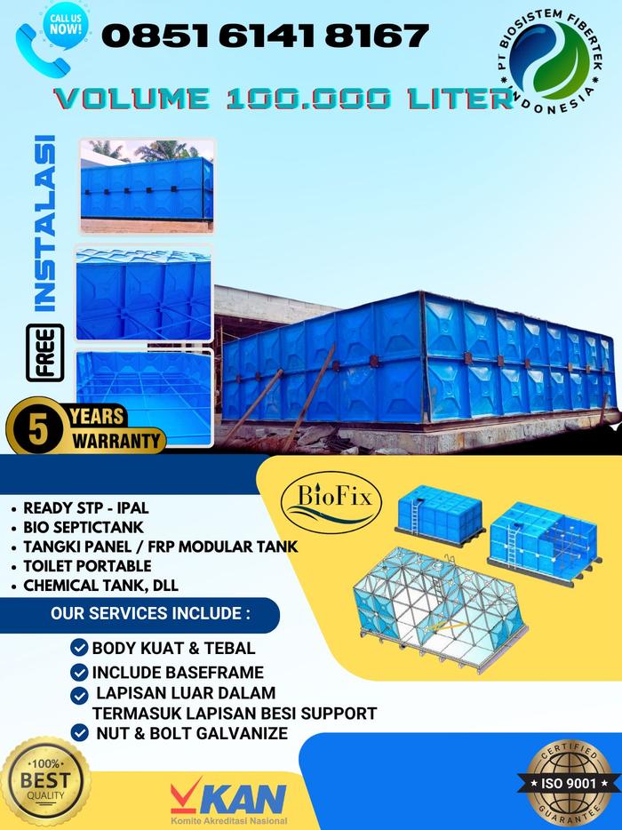 Jual FRP Modular Tank - Tangki Panel Biotech Sistem 100000 liiter / 100 ...