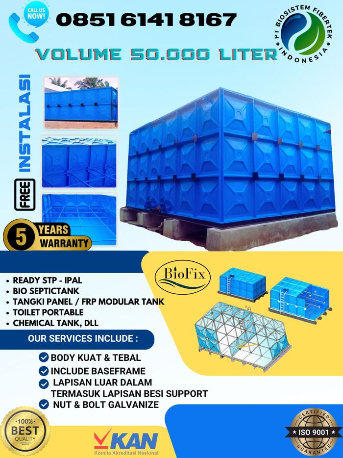 Jual FRP Modular Tank - Tangki Panel Biotech Sistem 50000 liiter / 50 ...