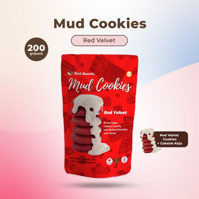 Jual Mud Cookies Melted Red Velvet Cookies With Chocolate Cheese Sauce ...