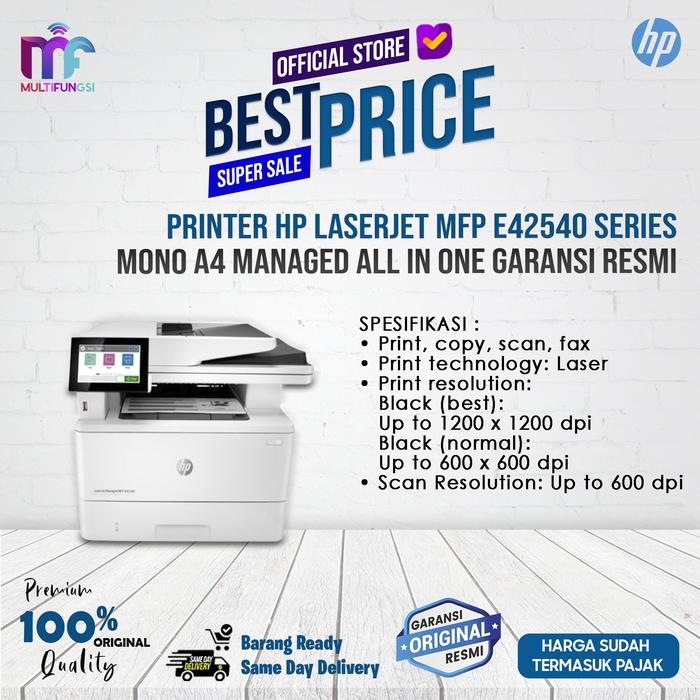 Promo Printer HP LaserJet MFP E42540 Series Mono A4 Managed All In One ...