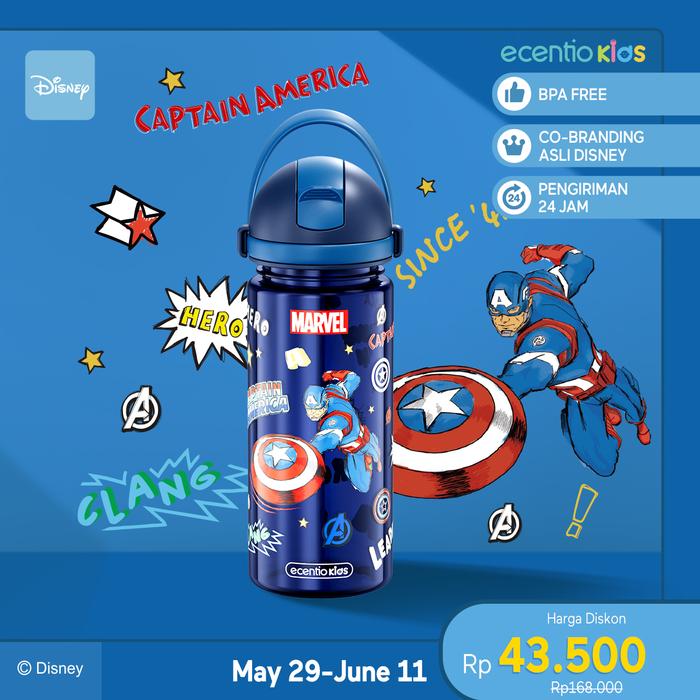 Promo ecentiokids 550ml botol anak BPA FREE dengan Sedotan Tahan Panas hingga 90℃ Seri Disney ...