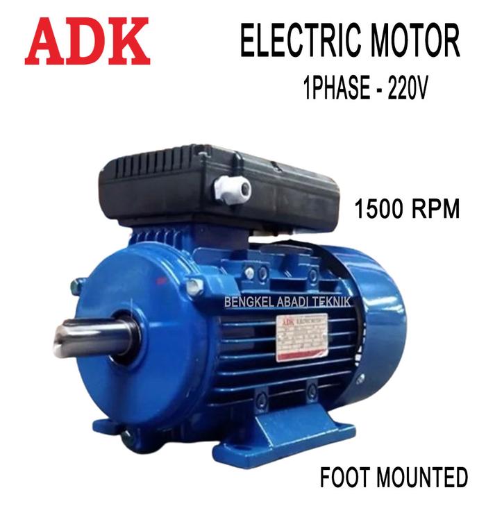 Jual ELECTRIC MOTOR ADK 0.75KW 1HP 4POLE 1500RPM 1PHASE B3 FOOT MOUNTED ...