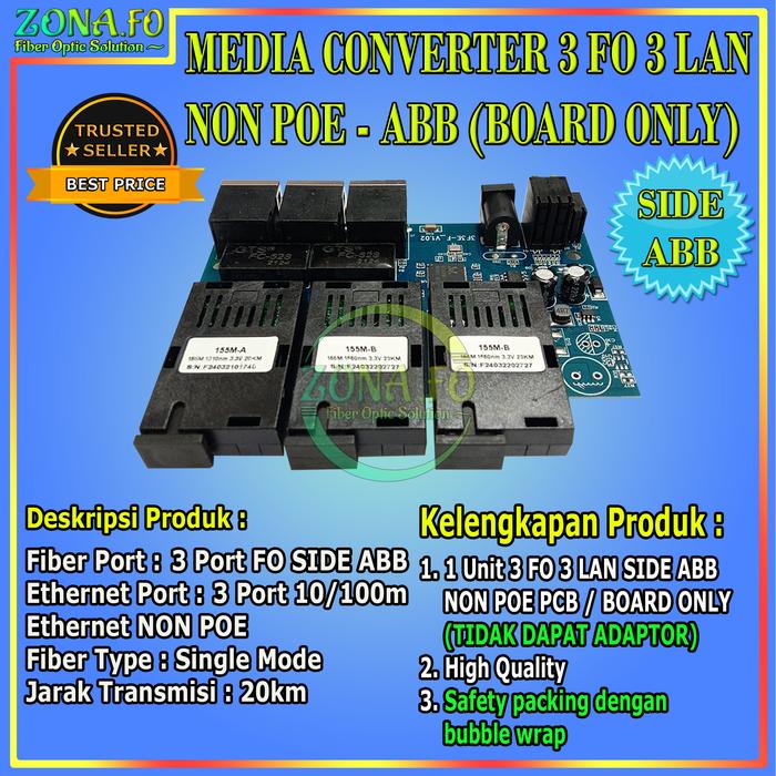 Promo Media Converter 3 Port FO 3 Port LAN PCB / Switch Fiber Optic 3 FO 3 LAN Board 3F3E 10 ...