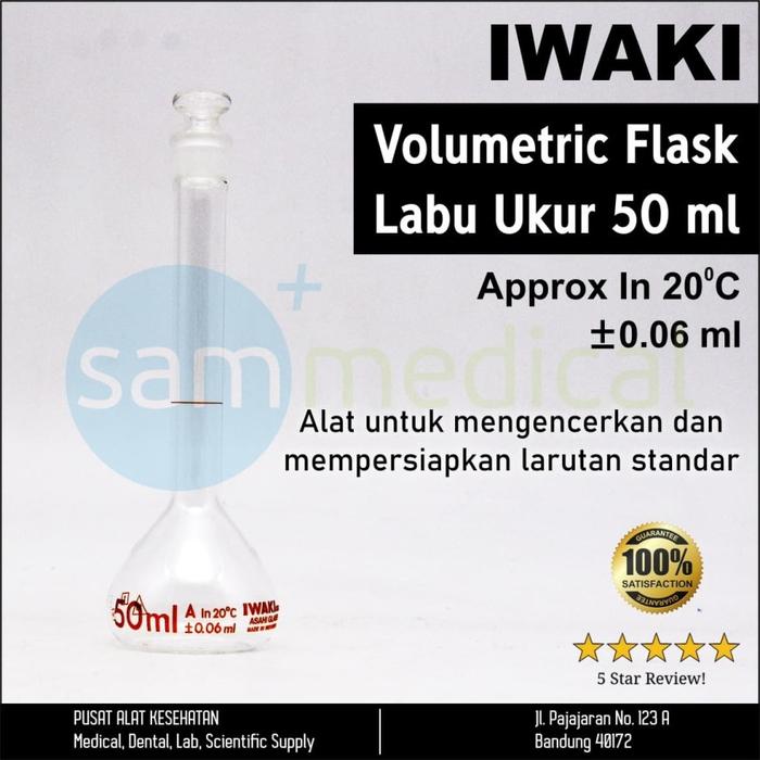 Jual Iwaki Volumetric Flask / Labu Ukur / Labu Takar - PCS - 50ml ...