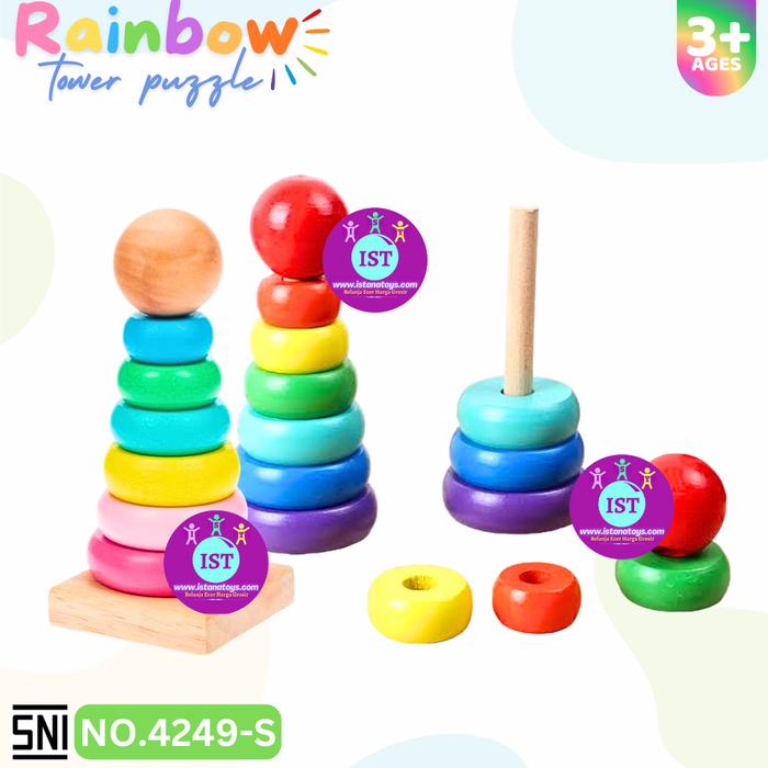 Jual IST Mainan Edukasi Puzzle Kayu Rainbow Tower No.4249-S - Jakarta ...
