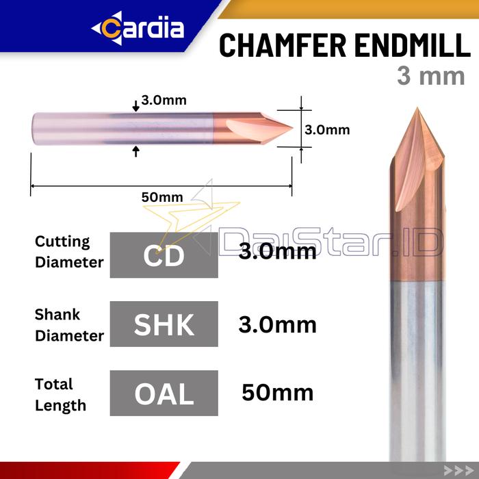 Jual Chamfer End Mill 3|4|6|8|10|12 60 Derajat V Bit 55 HRC 3 Flute ...