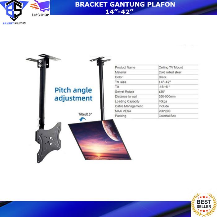 Jual Bracket tv gantung plafon/breket ceiling tv 42 40 32 24 22 14 inch ...