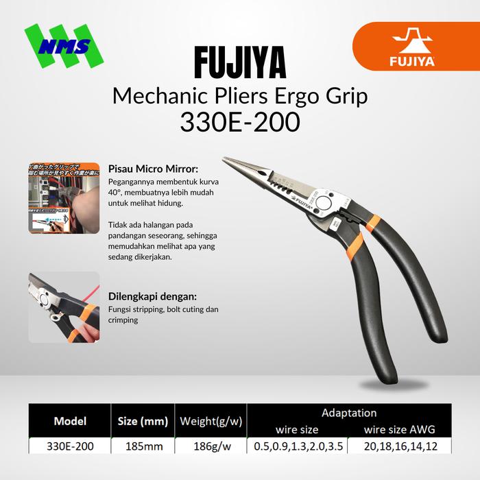 Promo Tang Striping Crimping FUJIYA 330E-200 Mechanic Pliers Ergo Grip ...