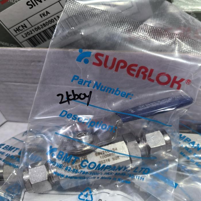 Jual Ball Valve 1/4" OD 1000PSI SS316 SUPERLOK SBV-210-S4 LONG HANDLE ...