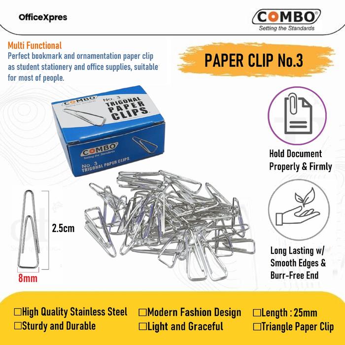 Jual Penjepit Kertas / Paper Clip Kecil / Trigonal Paper Clip No 3 ...