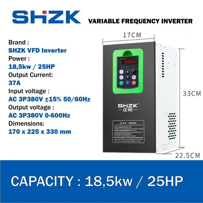 Jual Inverter SHZK 18.5KW 380V 3Phase 3P 25HP VFD Variable Frequency ...