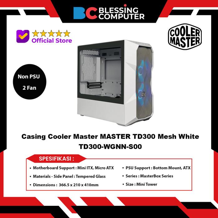 Promo Casing Cooler Master MASTER TD300 Mesh White TD300-WGNN-S00 Cicil ...