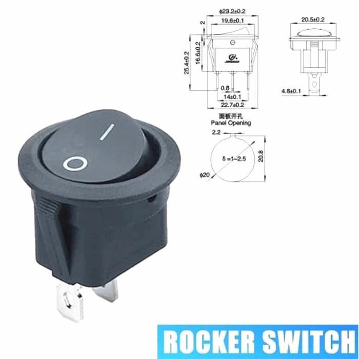 Jual Saklar Switch On Off Bulat Hitam 2 pin Switch Bulat 2 kaki - Kecil ...