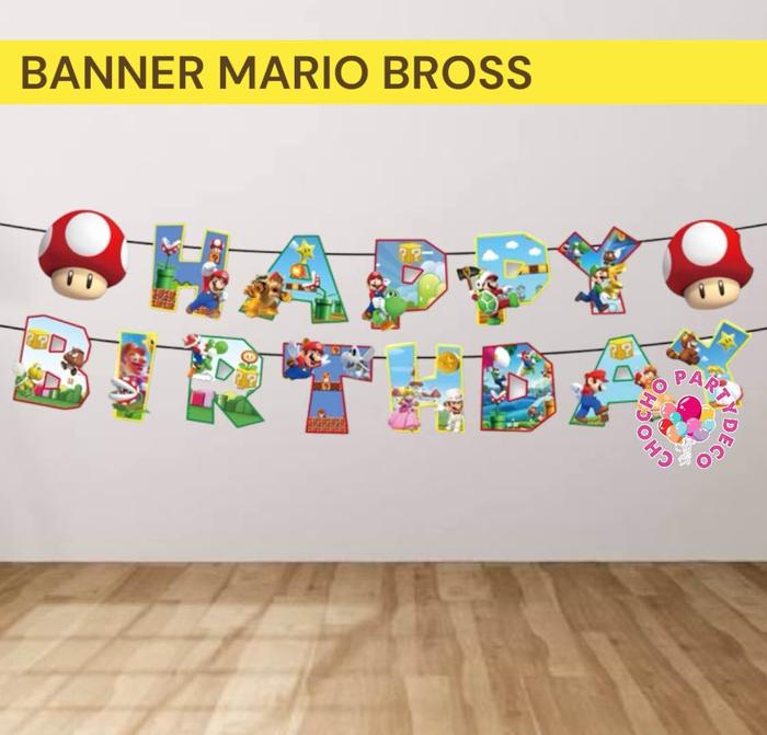 Jual Bunting Flag MARIO BROSS / Banner Ulang Tahun Super Mario Bross ...