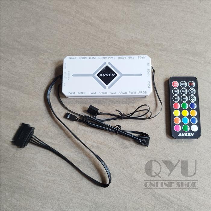 Jual AUSEN Hub Controller RGB Fan PWM ARGB 3pin Remote Control Kipas Casing Case CPU PC - Putih ...
