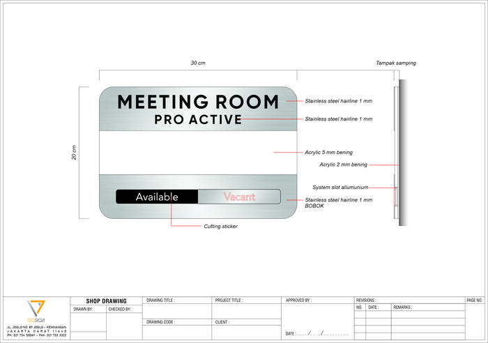 Jual Nama Ruang Meeting / Meeting Room signage Uk. 30cm x 20cm ...