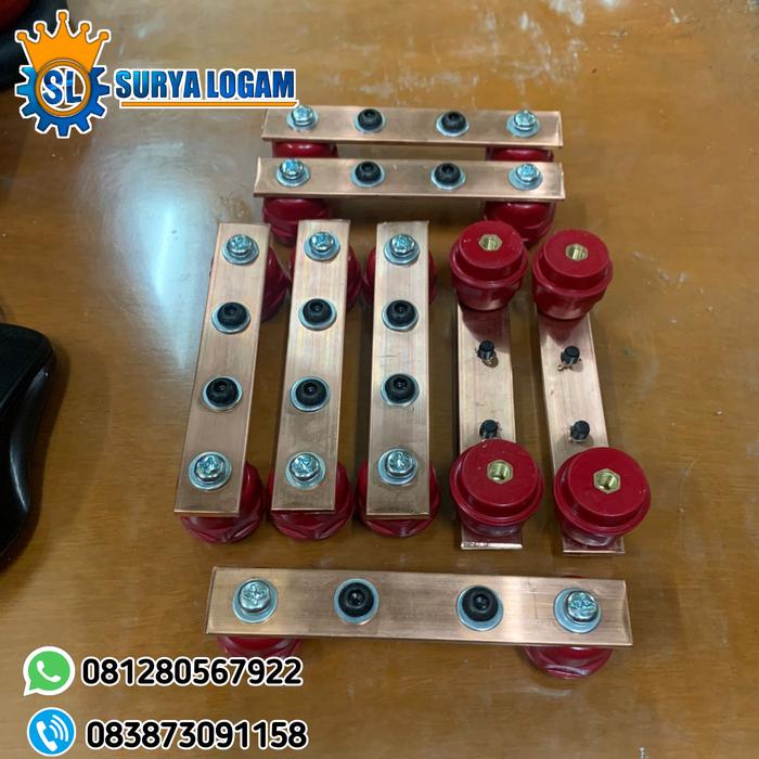Jual Busbar tembaga 3mm x 20mm x 150mm 4baut + 2isolator busbar custom ...