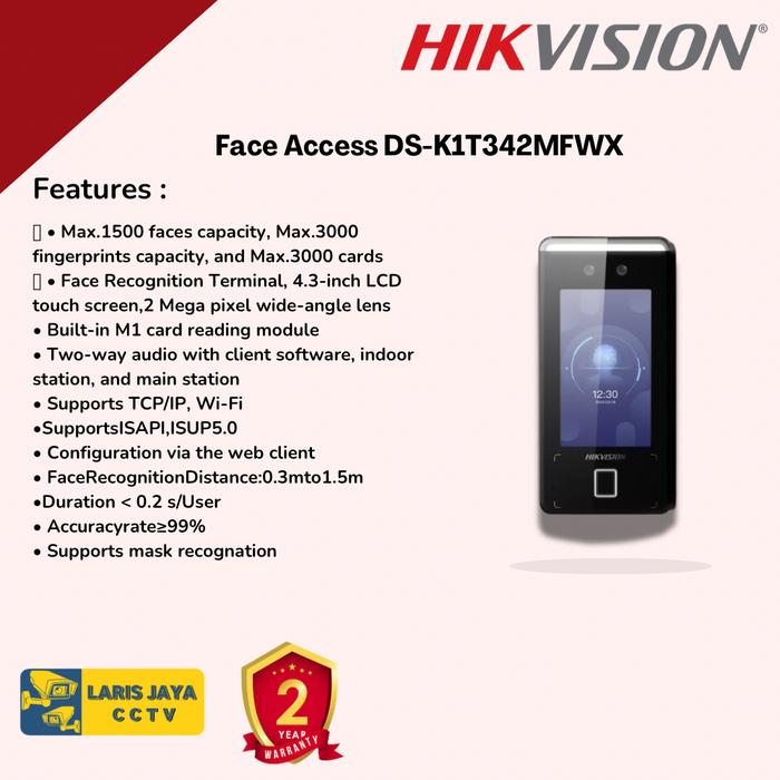 Jual HIKVISION DS-K1T342MFWX Access Control Face Recognition Terminal ...