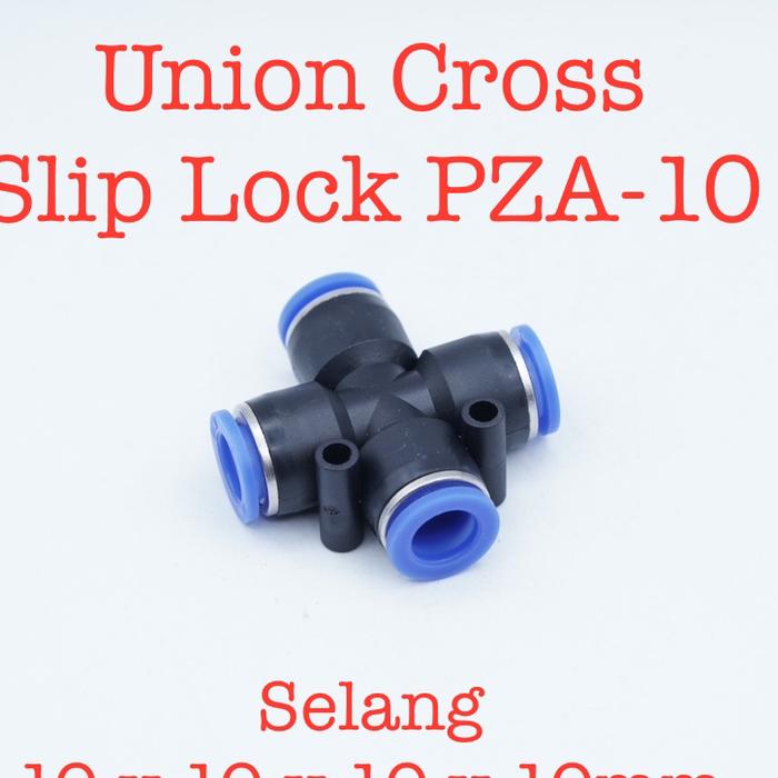 Jual PZA-10 PZA10 Konektor Fitting Cross Tee Pneumatic Slip Lock Selang ...