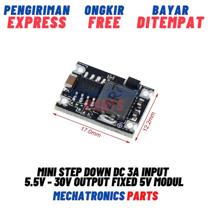 Jual Mini Step Down DC 3A Input 5.5V - 30V Output Fixed 5V Modul 12V ...