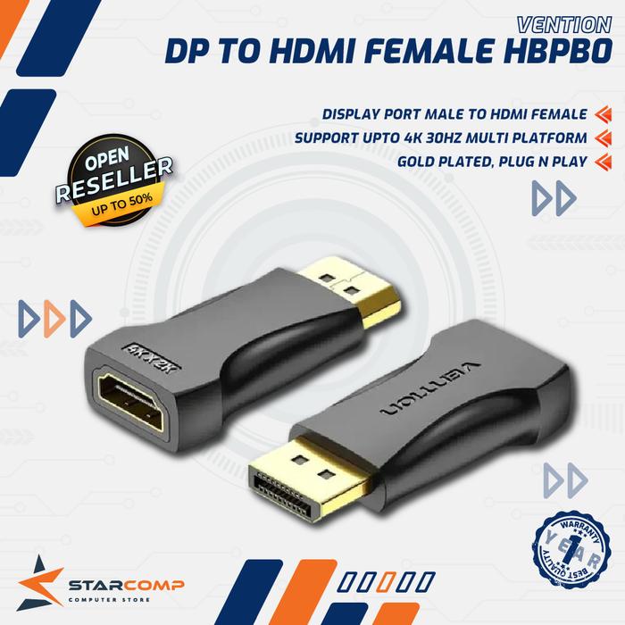 Jual VENTION Display Port to HDMI Female 4K Adapter DP to HDMI HBPB0 ...