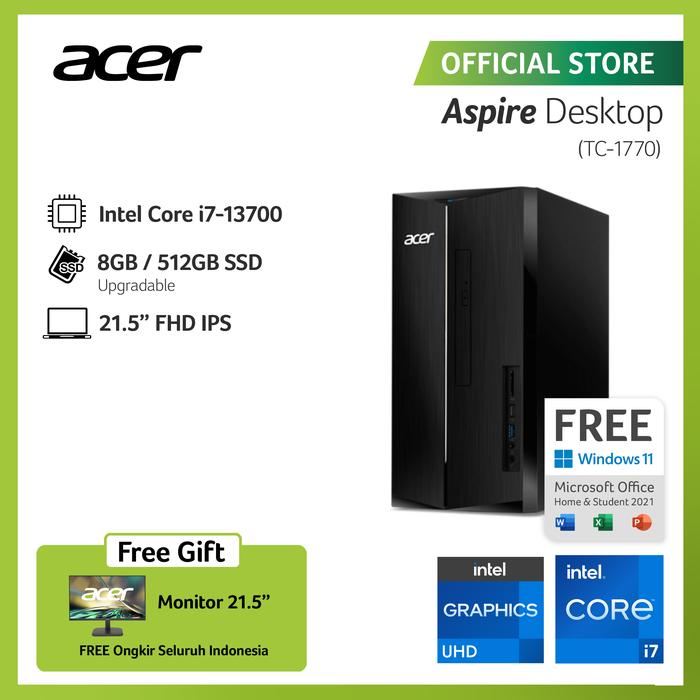 Promo Acer Aspire Desktop PC TC-1770 Intel Core I7-13700 Intel UHD ...