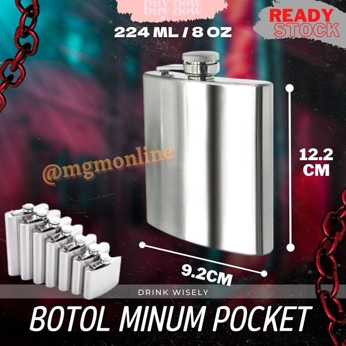 Jual Botol pocket Stainless 224ml Hip Flask 8oz liquor botol minuman keras - Jakarta Barat - MGM ...